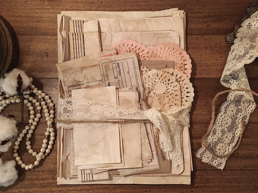 Tea & Coffee Stained Paper Bundle – Vintage Junk Journal Ephemera Kit ...