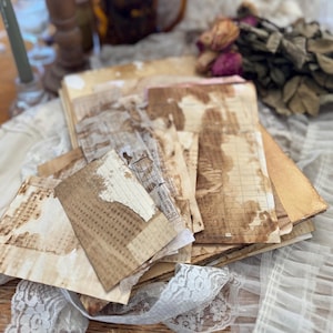 Tea & Coffee Stained Paper Bundle – Vintage Junk Journal Ephemera Kit ...