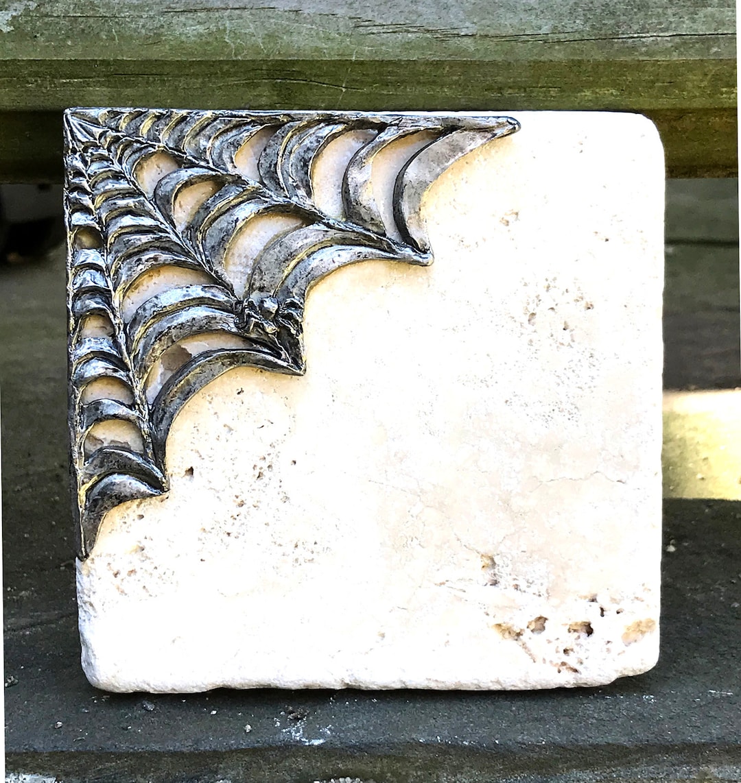 Spider Web Stone Tile Spooky Art Stuff Spiders Halloween Decor Gothic ...