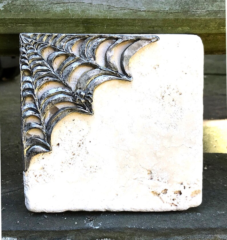 Spider Web Stone Tile Spooky Art Stuff Spiders Halloween Decor Gothic Lovers Gift Gothic Garden ...