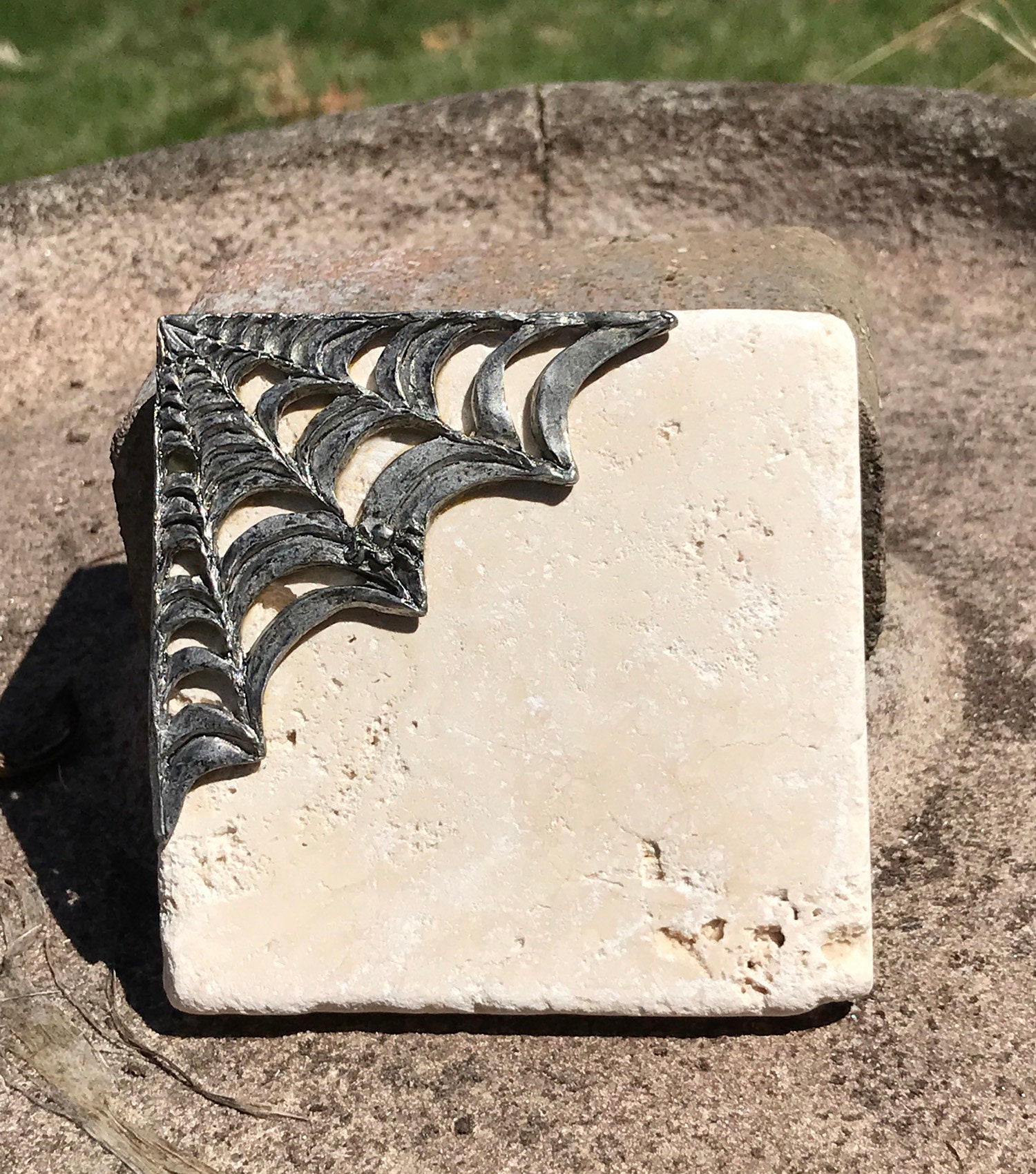 Spider Web Stone Tile Spooky Art Stuff Spiders Halloween Decor Gothic ...