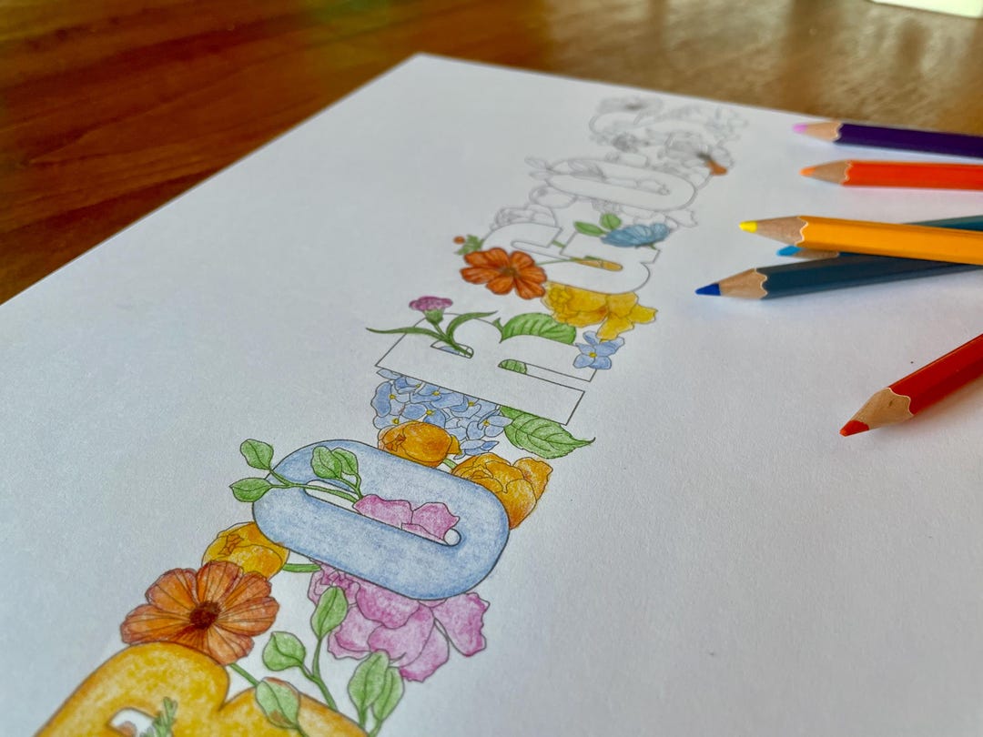 Personalized Floral Name Coloring Page – Custom Hand-drawn Name Sign ...