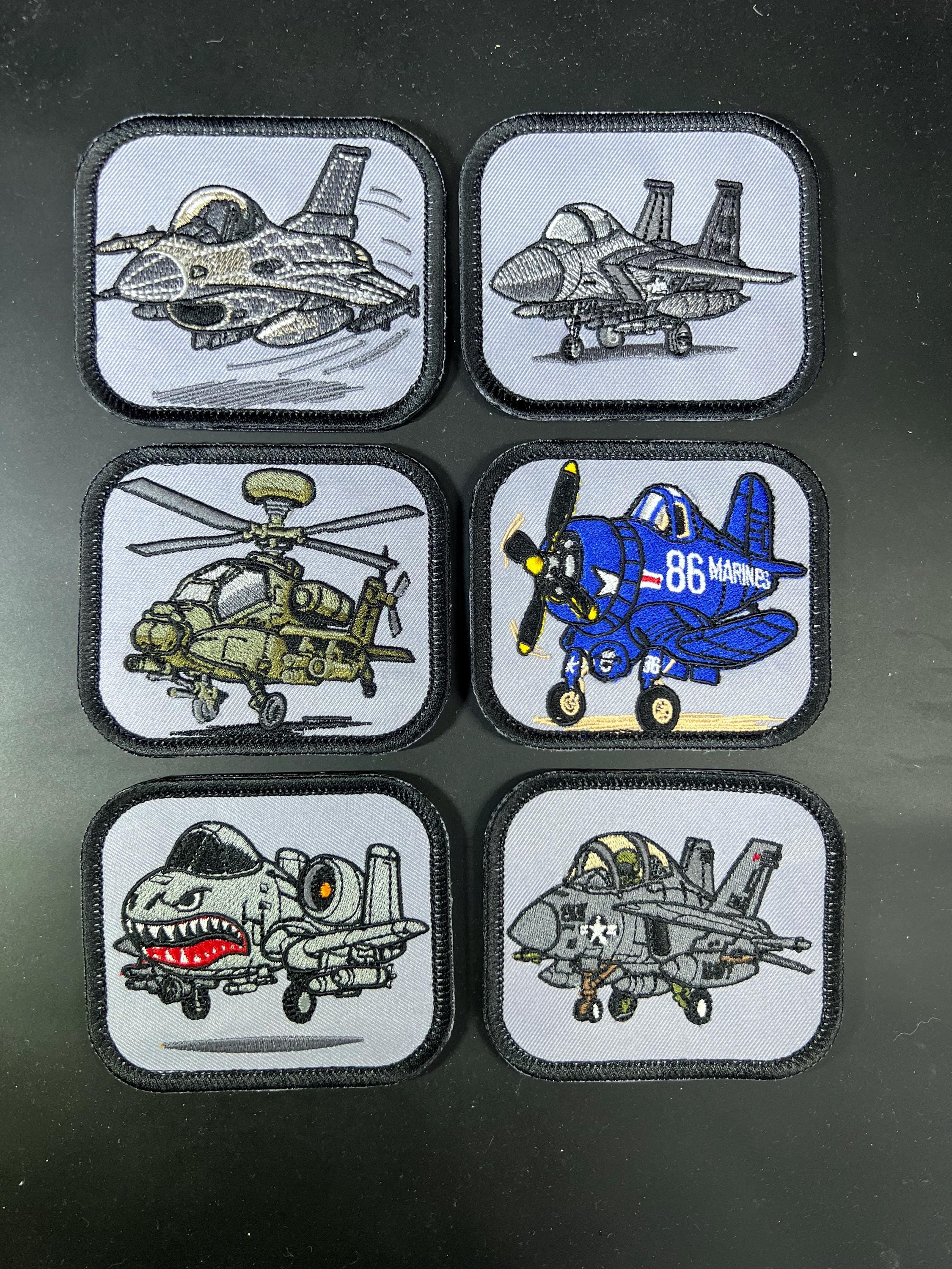 Caricature Aircraft Patches by Blackhat Designs- A-10, Corsair, Apache ...