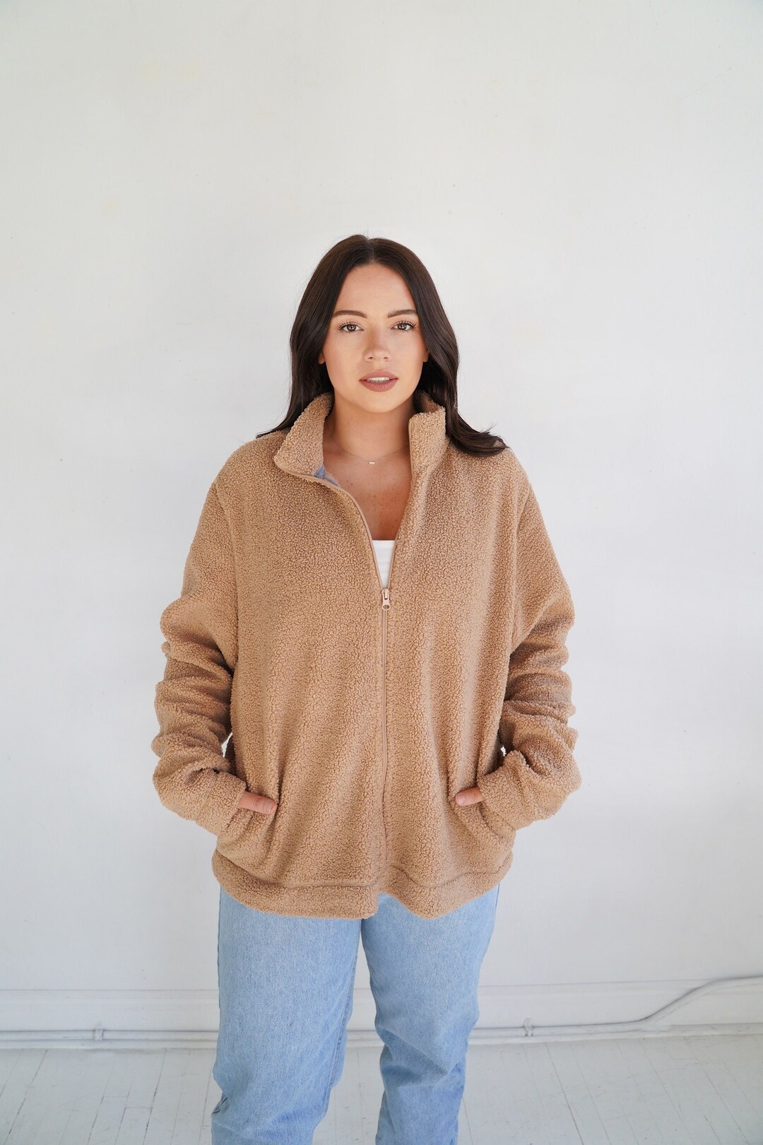 Cozy Oversized Teddy- Bear Vintage Light Brown Zip up With Large ...