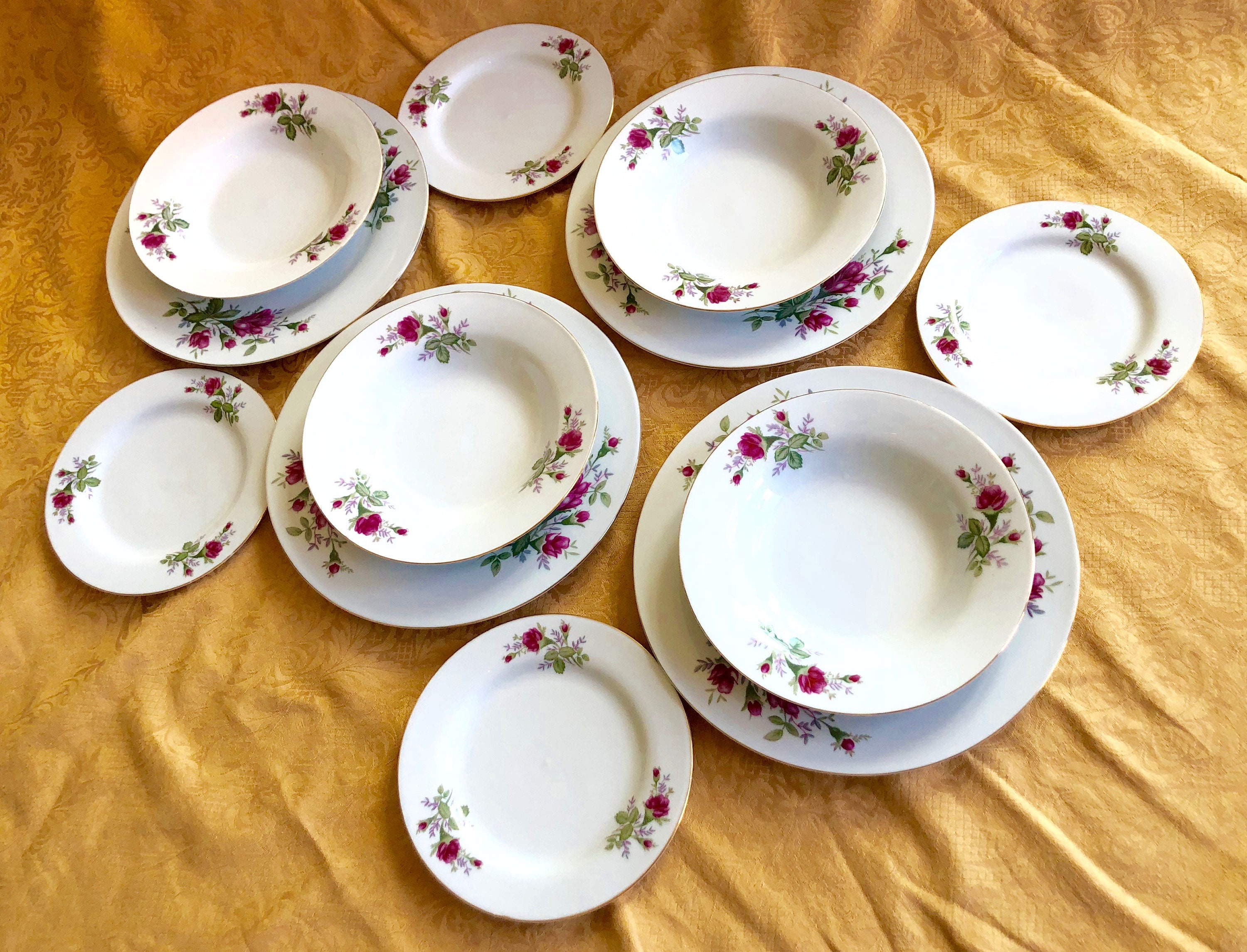 Sango Moss Rose Fine China Rim Shape 12 Piece Set Vintage - Etsy Hong Kong