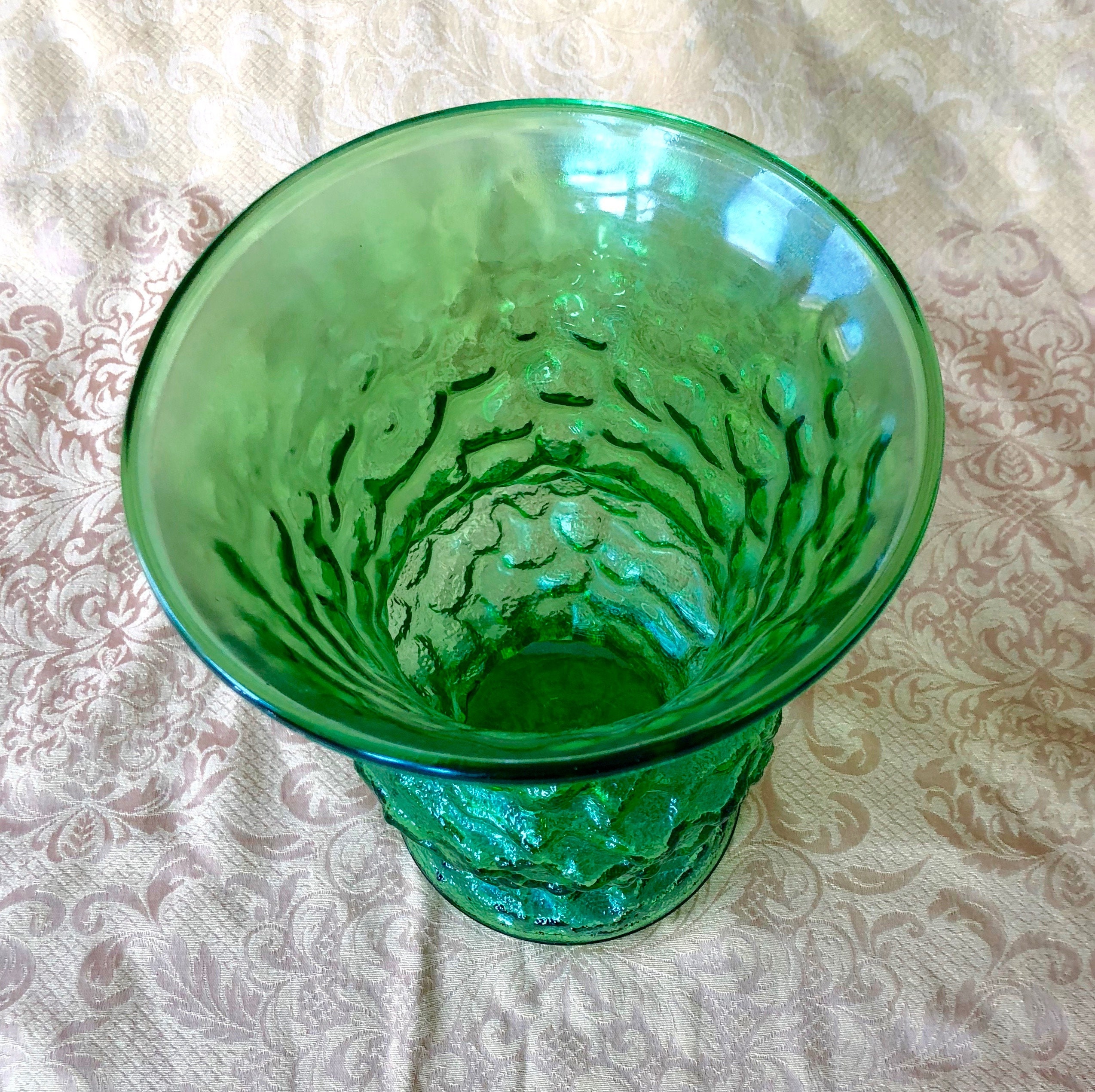 Stunning Pressed Glass Vase, Emerald Vase, Approximately 8 Inches Tall ...