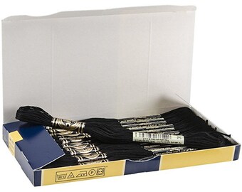 DMC 310 Black, 6 Strand Embroidery Floss 100% Cotton 8.7 Yards per ...