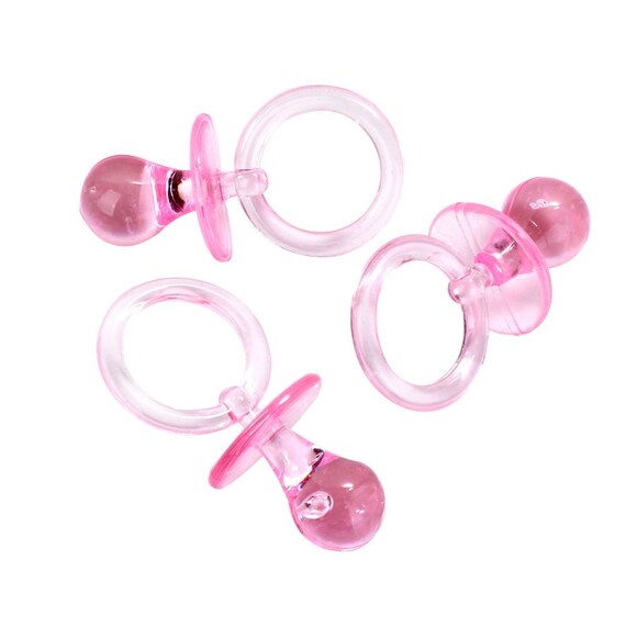 72 Pieces Mini Acrylic Baby Pacifiers Inch Pink Baby Shower Decorations ...