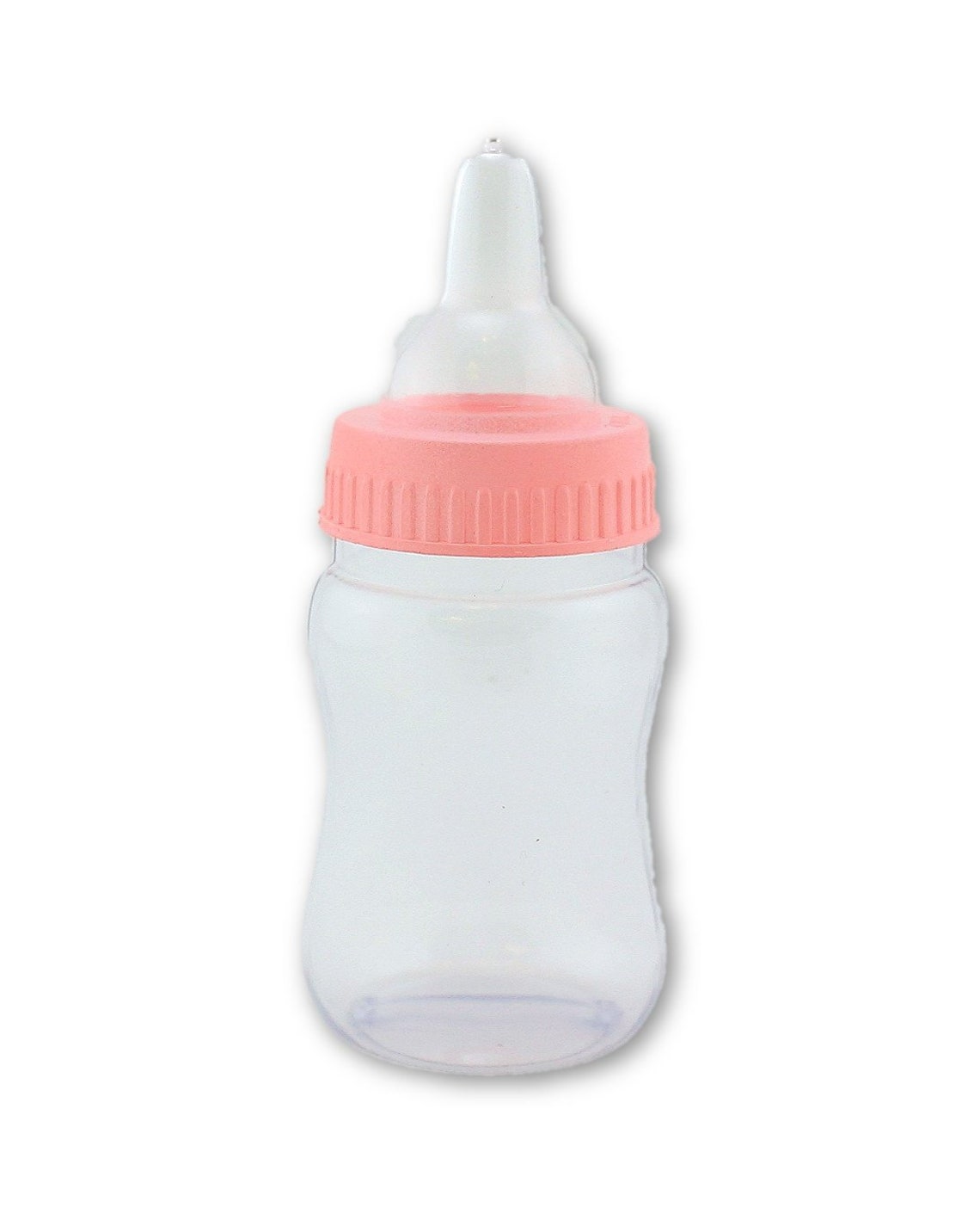 4.25 Fillable Plastic Mini Baby Bottles Pink Cap 12 Pieces Baby Shower ...