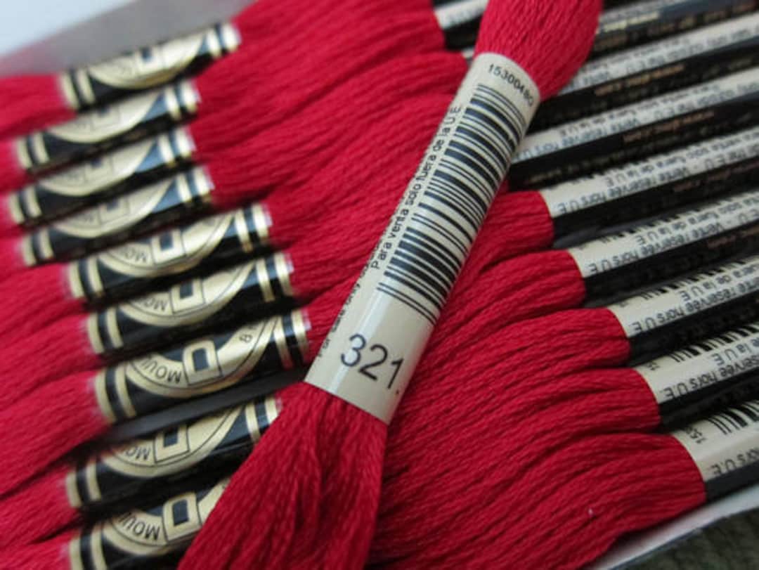DMC 6 Strand Embroidery Floss Cotton Thread Bulk 321 Christmas Red 12 ...