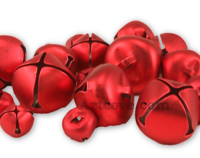 Red Jingle Small Bells Assorted Sizes 1/2, 3/4 and 1 Inches 19 Pieces ...