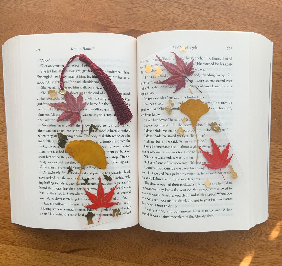 Pressed Leaves Bookmarks | Laminated Floral Bookmarks | Real Dried ...