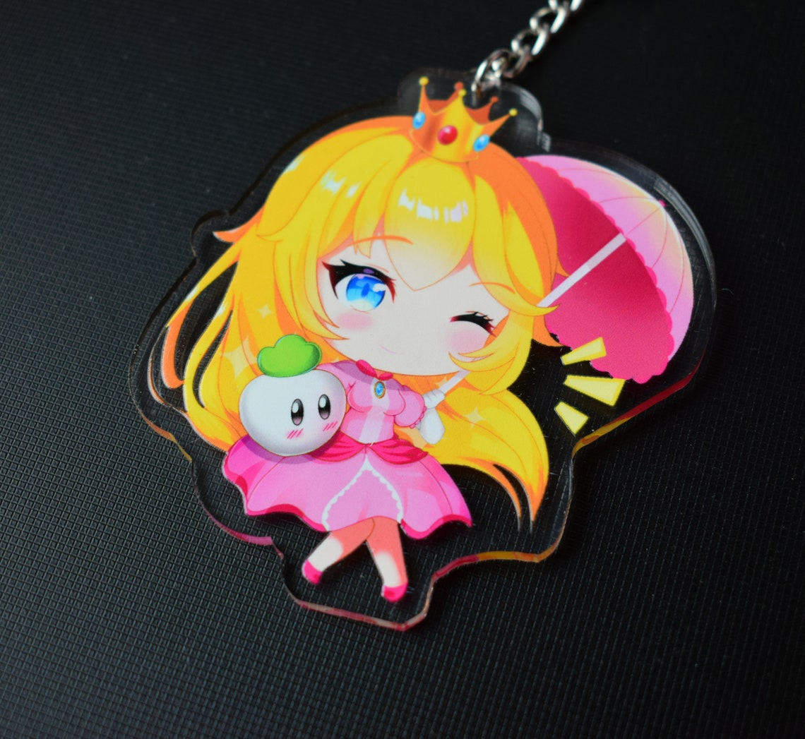 Princess Peach Nintendo Super Mario Acrylic Charm Keychain | Etsy
