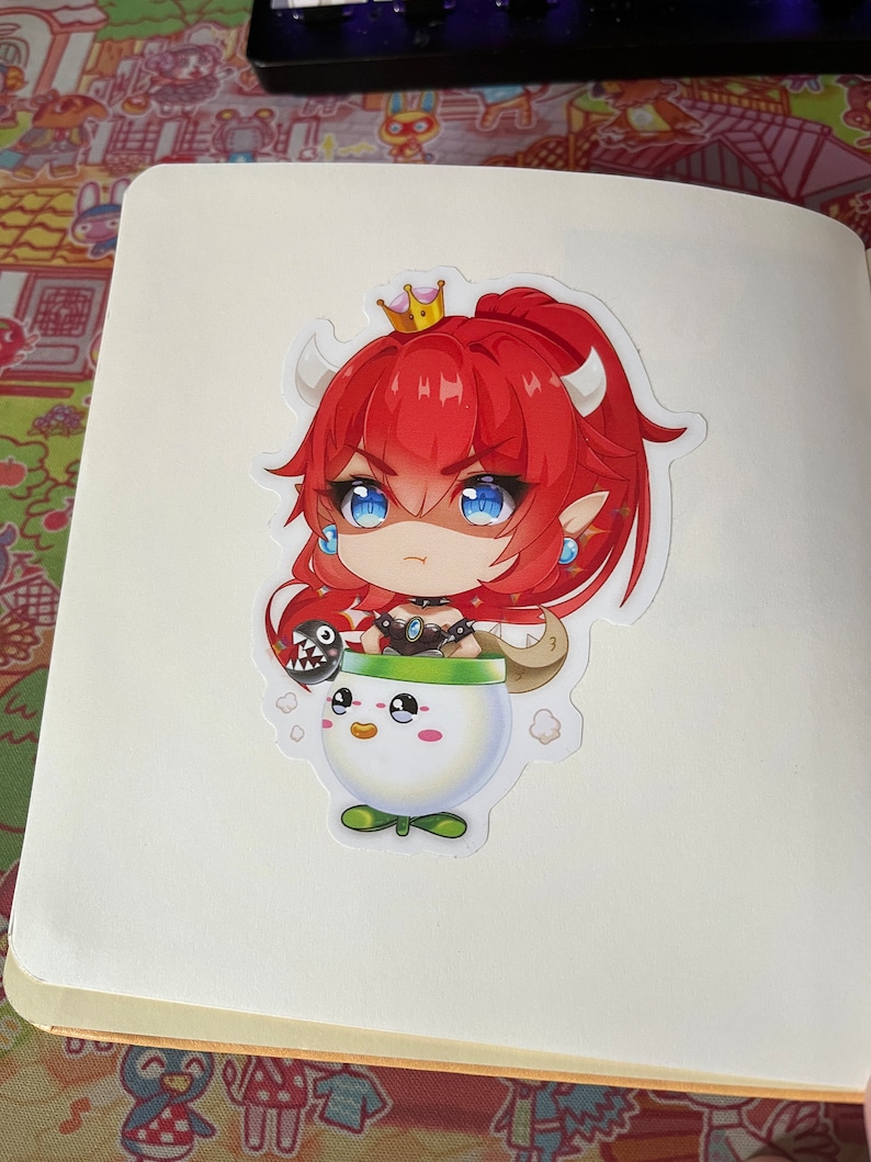 Bowsette Glossy Vinyl Die-cut Sticker Red Hair Blonde Hair - Etsy