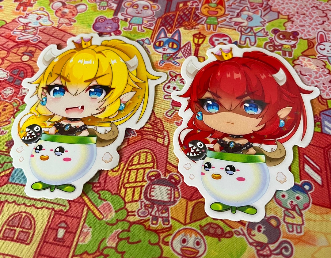 Bowsette Glossy Vinyl Die-cut Sticker Red Hair Blonde Hair - Etsy