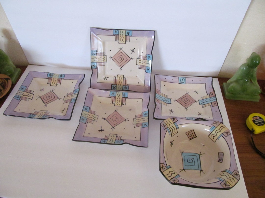 Mid Century Modern Plates and Bowl - Etsy