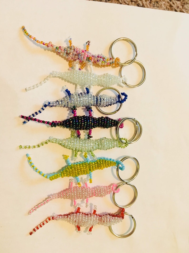 Seed Bead Lizard Keychain - Etsy