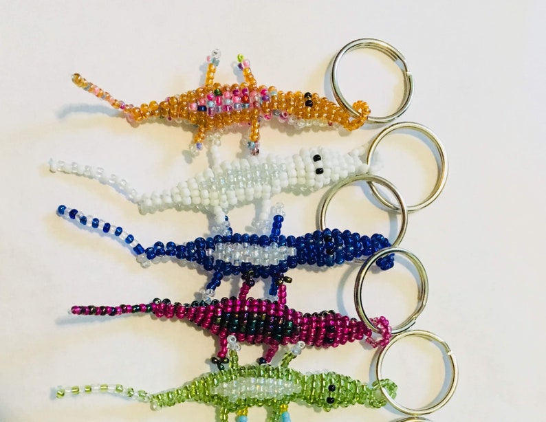Seed Bead Lizard Keychain - Etsy