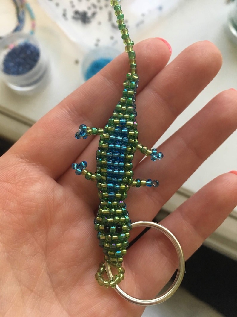 Seed Bead Lizard Keychain - Etsy