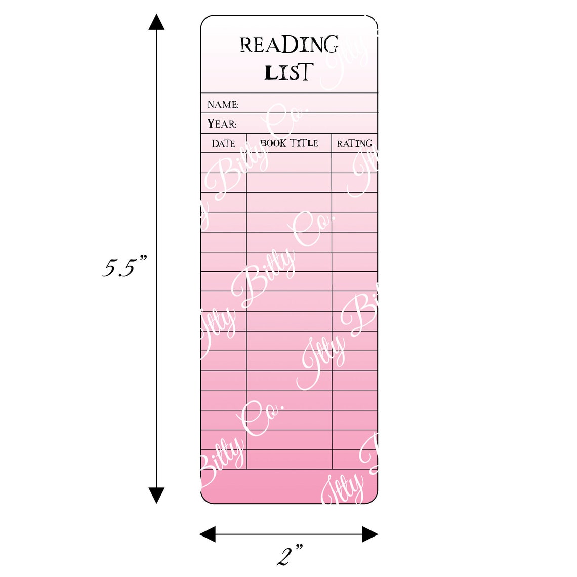 Printable Bookmark Template | Reading List Bookmark | Library Card ...