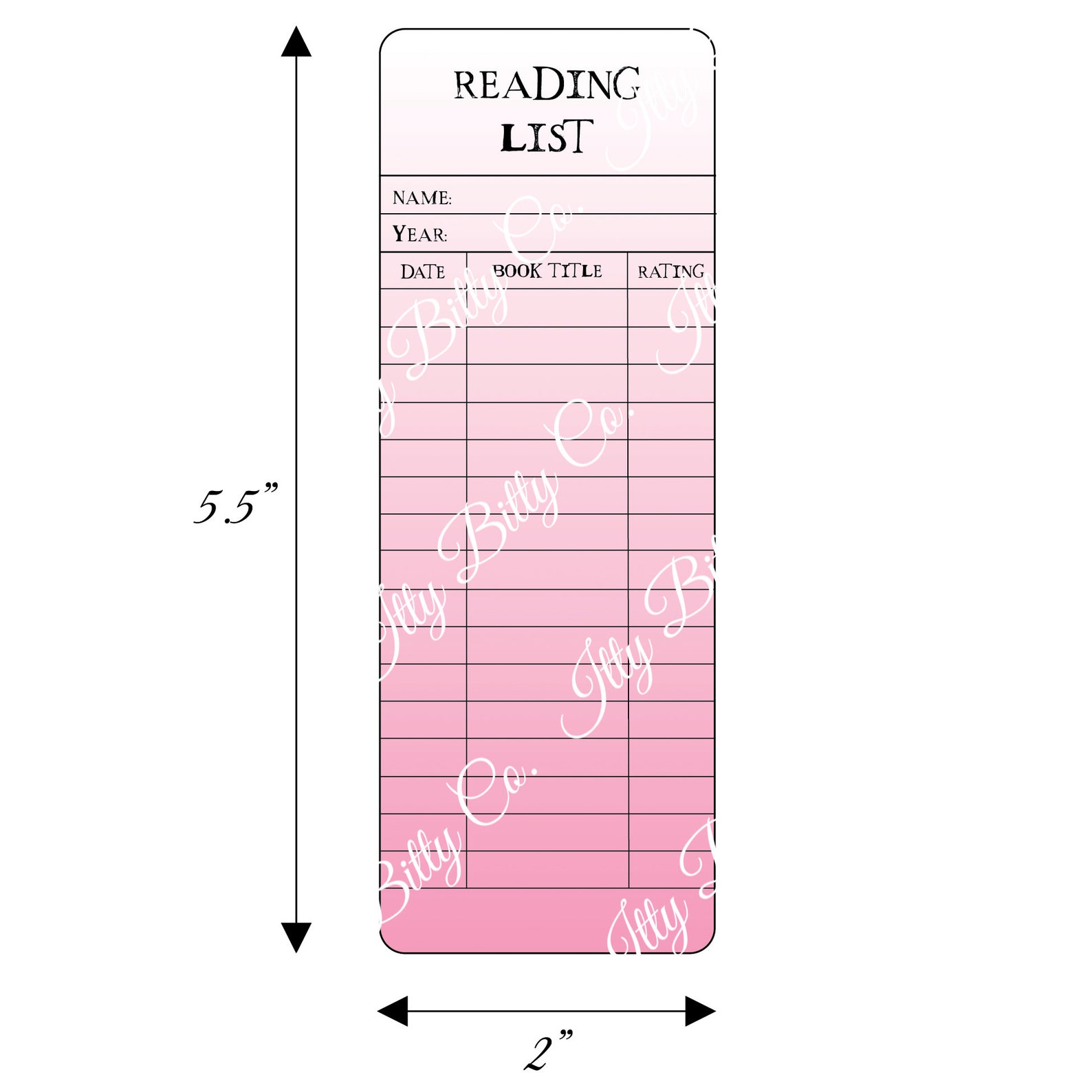 Printable Bookmark Template | Reading List Bookmark | Library Card ...