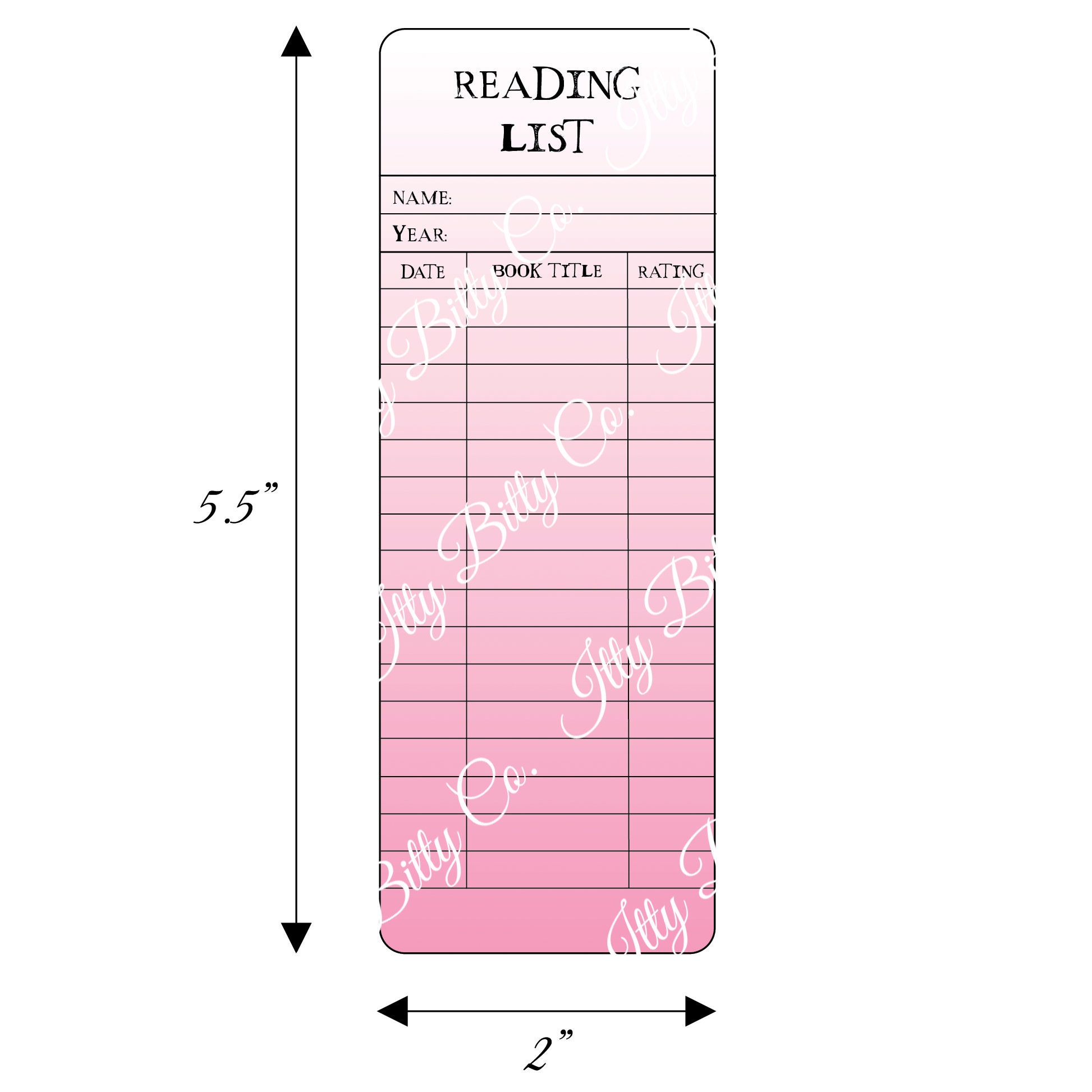 Printable Bookmark Template | Reading List Bookmark | Library Card ...
