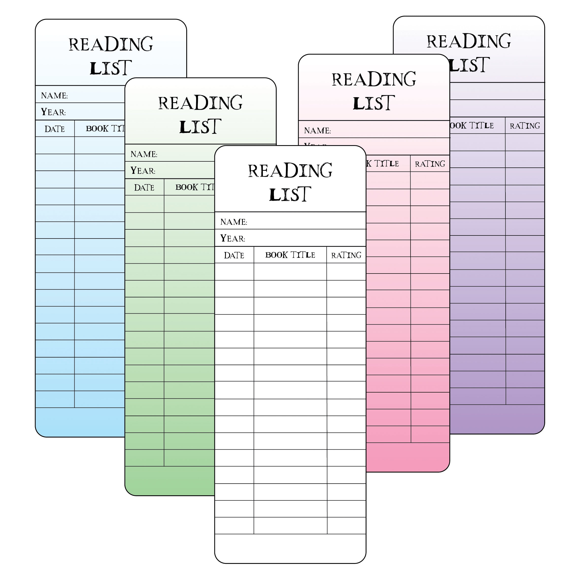 Printable Bookmark Template | Reading List Bookmark | Library Card ...