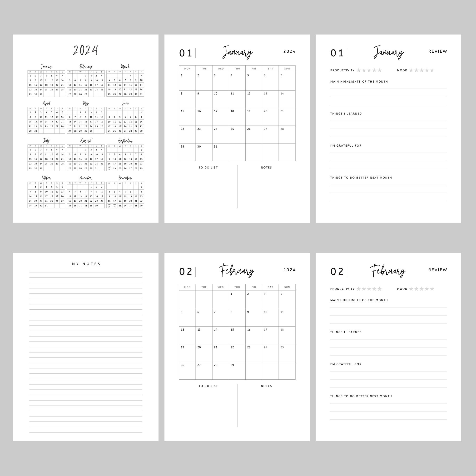 2024 Digital Planner Printable Planner Digital Mindfulness Planner ...