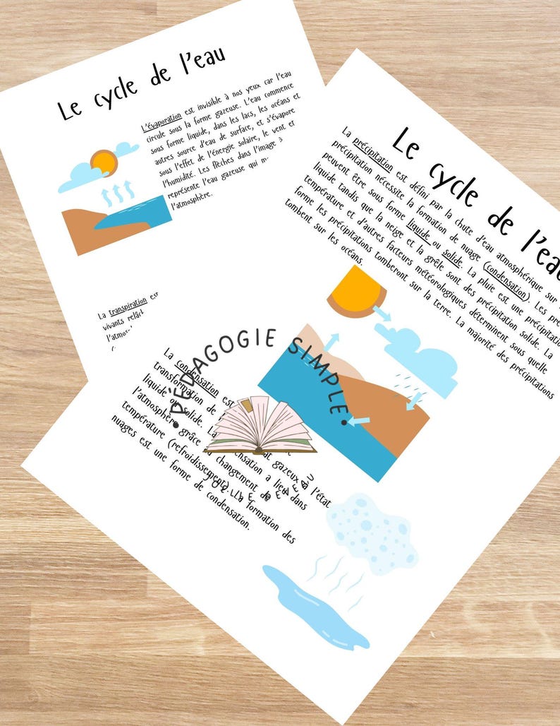 Le Cycle De L'eau - the Water Cycle (FRENCH) - Etsy