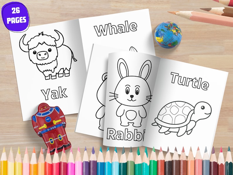 Animal Alphabet Coloring Sheets, ABC Coloring Book, Toddler Activity ...