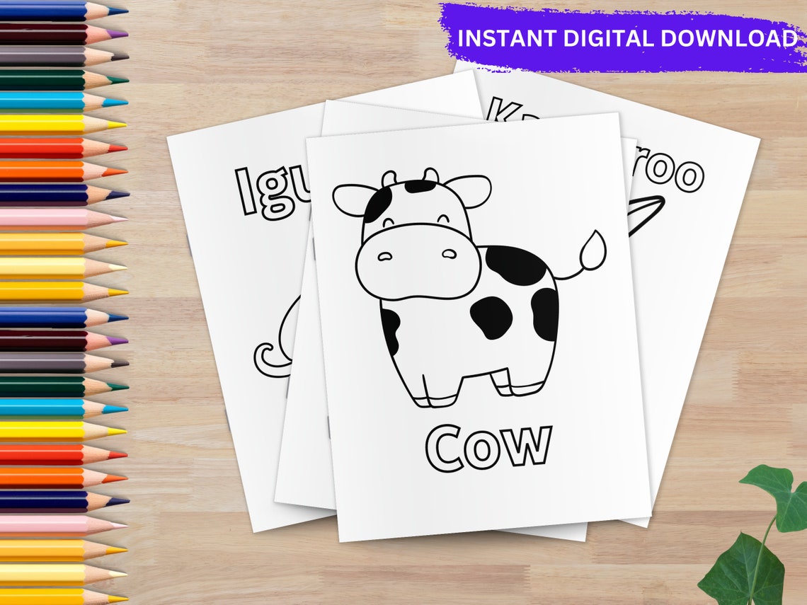 Animal Alphabet Coloring Sheets, ABC Coloring Book, Toddler Activity ...