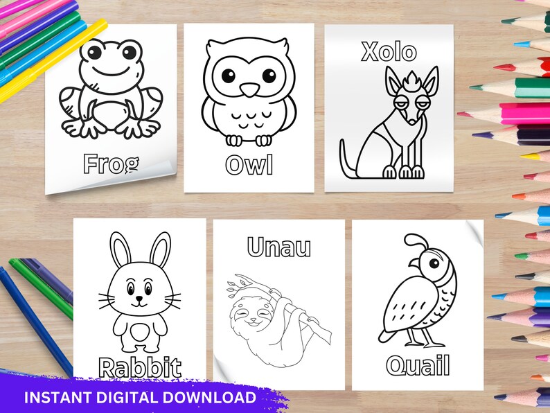 Animal Alphabet Coloring Sheets, ABC Coloring Book, Toddler Activity ...