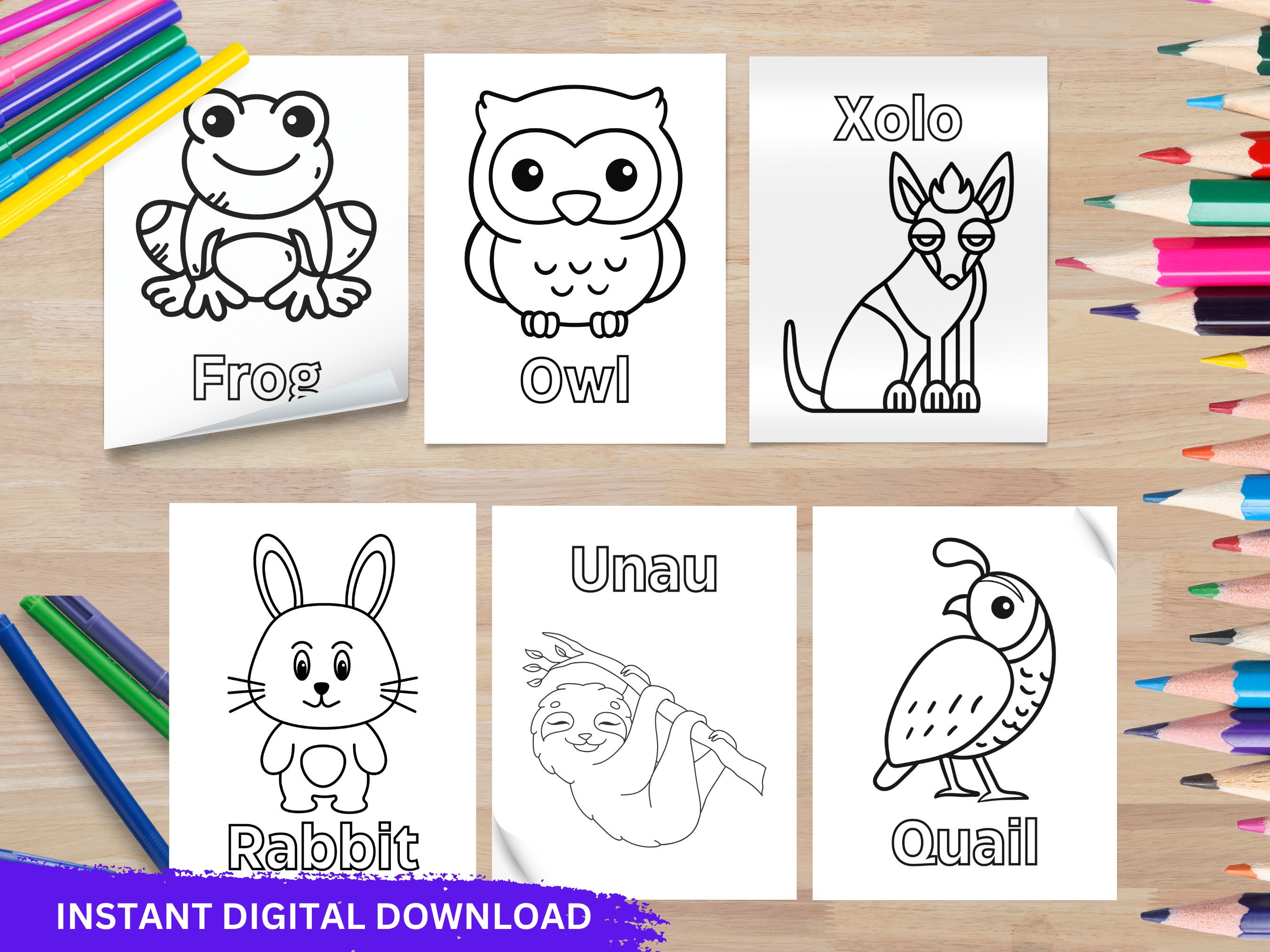 Animal Alphabet Coloring Sheets, ABC Coloring Book, Toddler Activity ...
