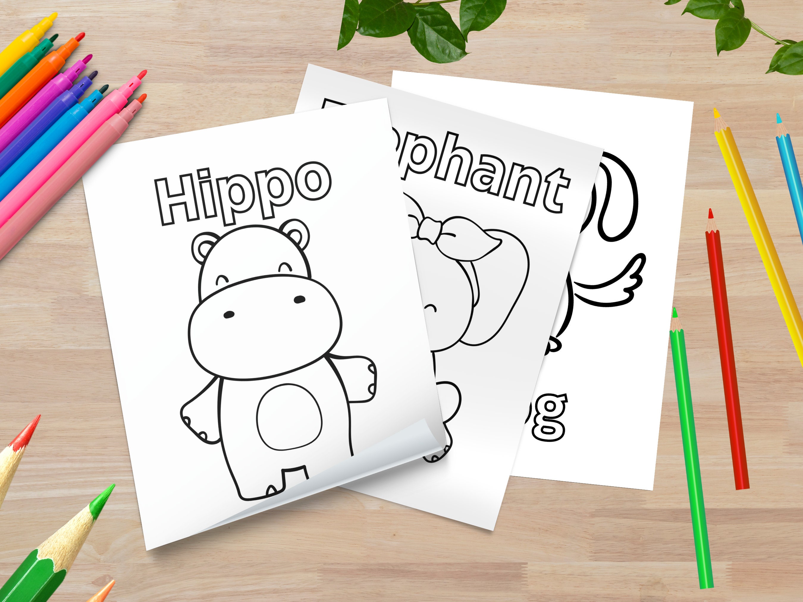 Animal Alphabet Coloring Sheets, ABC Coloring Book, Toddler Activity ...