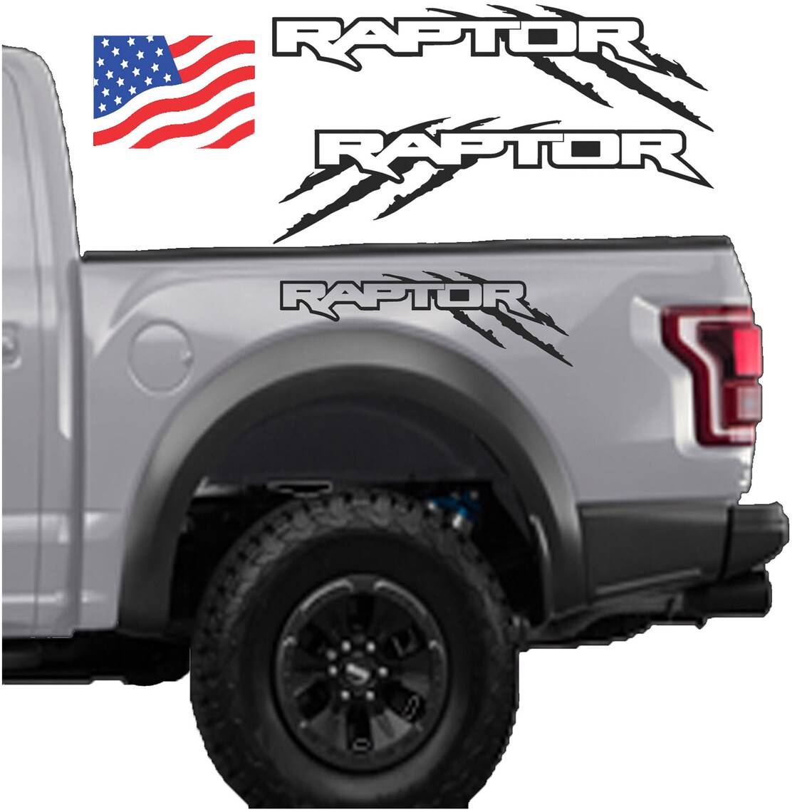 Ford F150 Raptor SVT Outline Bed Side Claw Scratch Graphics Decal ...