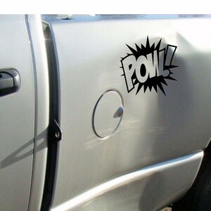 Funny Car Accident Dent Fix Pow Decal Vinyl Hitting Cars Truck Window ...