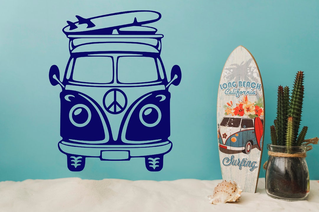 Surfing Bus Vintage Wall Art Decal Home Decor Stickers Art Graphics ...