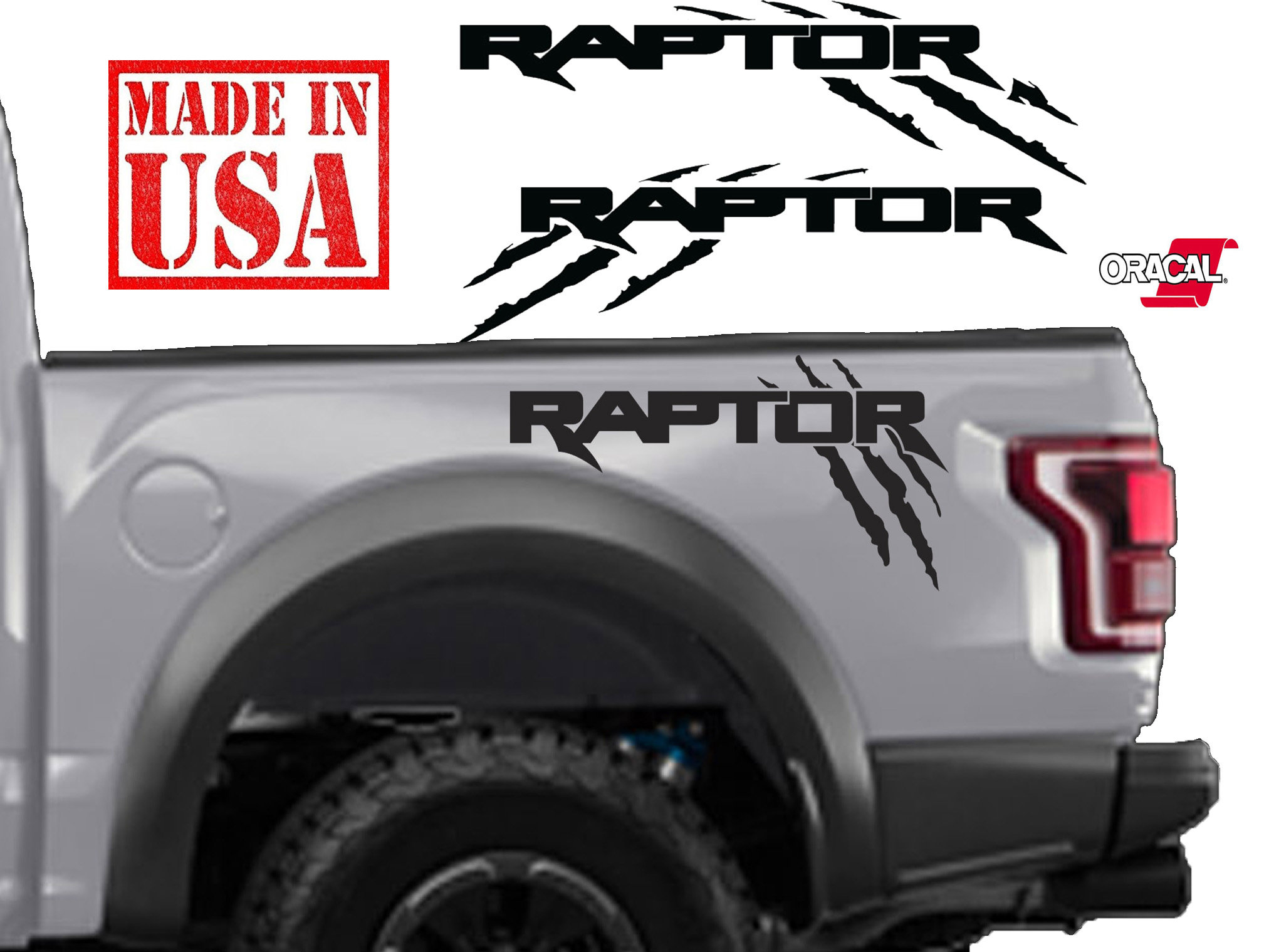 Ford F150 Raptor SVT SOLID Bed Side Claw Scratch Graphics Decal Sticker ...