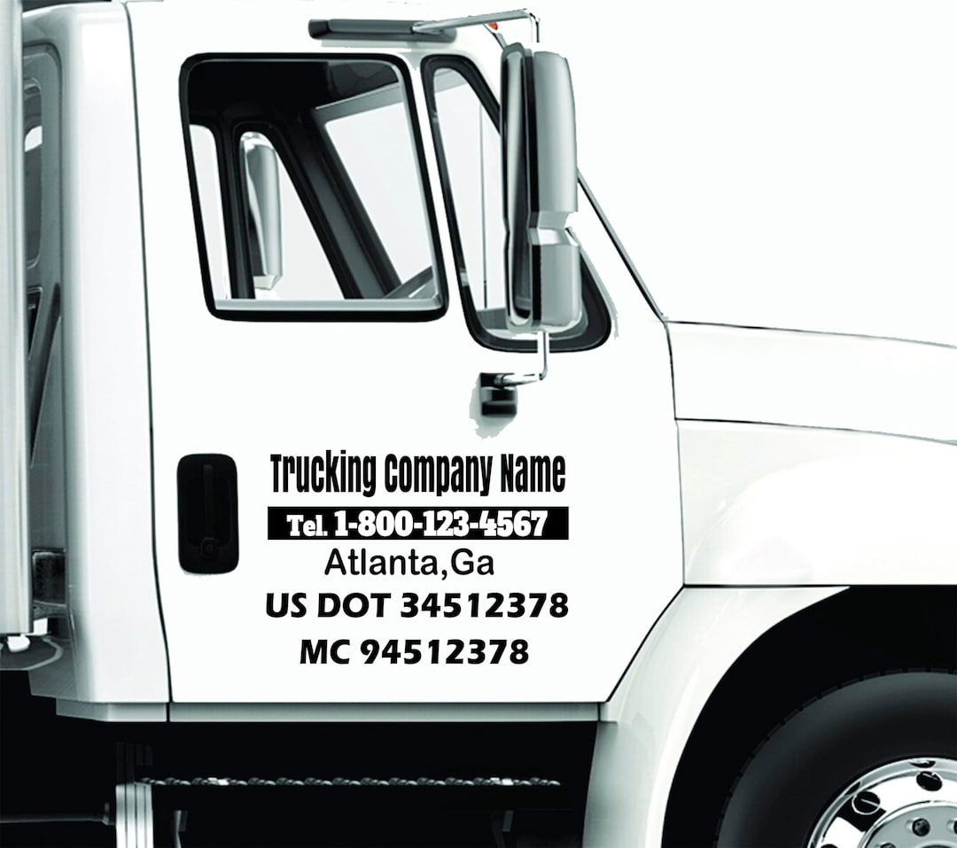 Custom Box Semi Truck Door Vinyl Decals Company Name & DOT Lettering ...