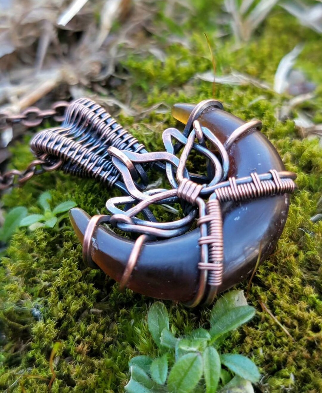 Amber Wire Wrapped Crescent Moon and Lotus Pendant - Etsy