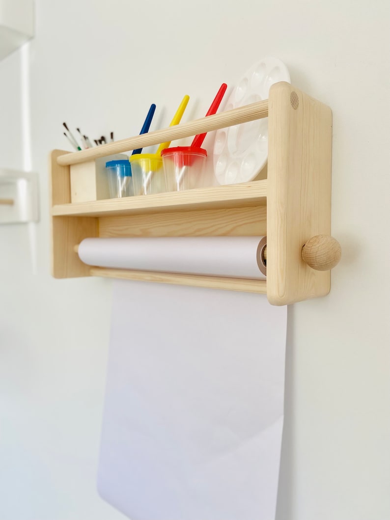 Handmade Wooden Craft Storage Shelf: Wall Mounted Easel, Playroom ...