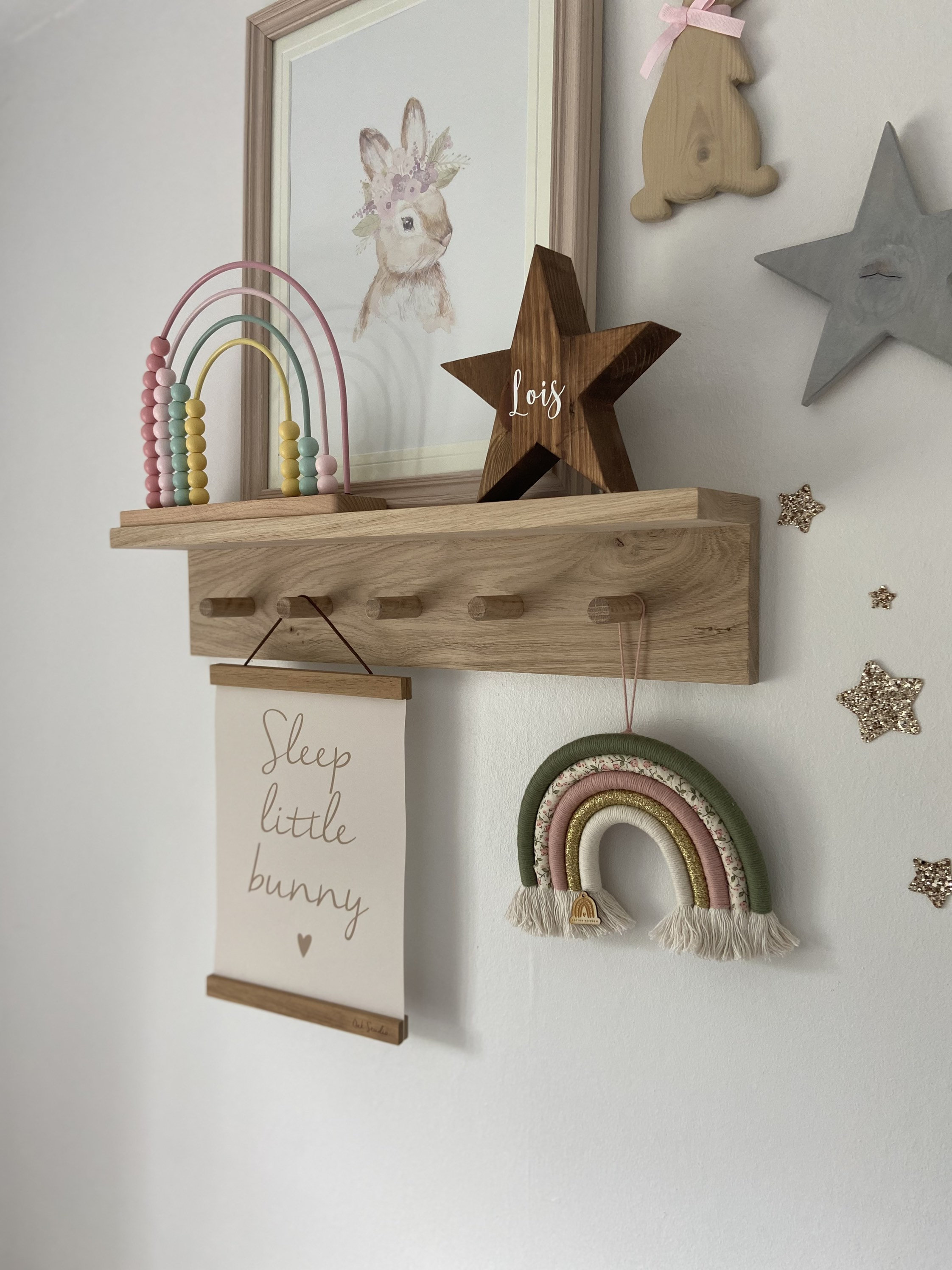 Solid Oak Peg Rail Shelf Home Decor Nursery Shelf Peg - Etsy UK