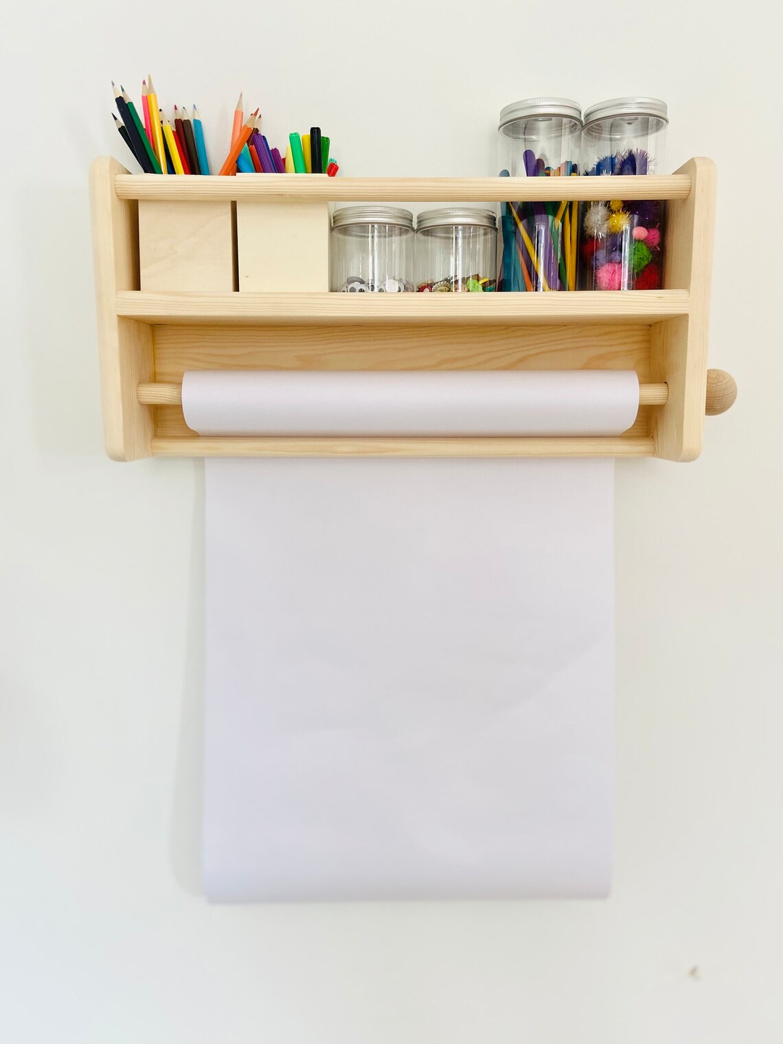 Handmade Wooden Craft Storage Shelf: Wall Mounted Easel, Playroom ...