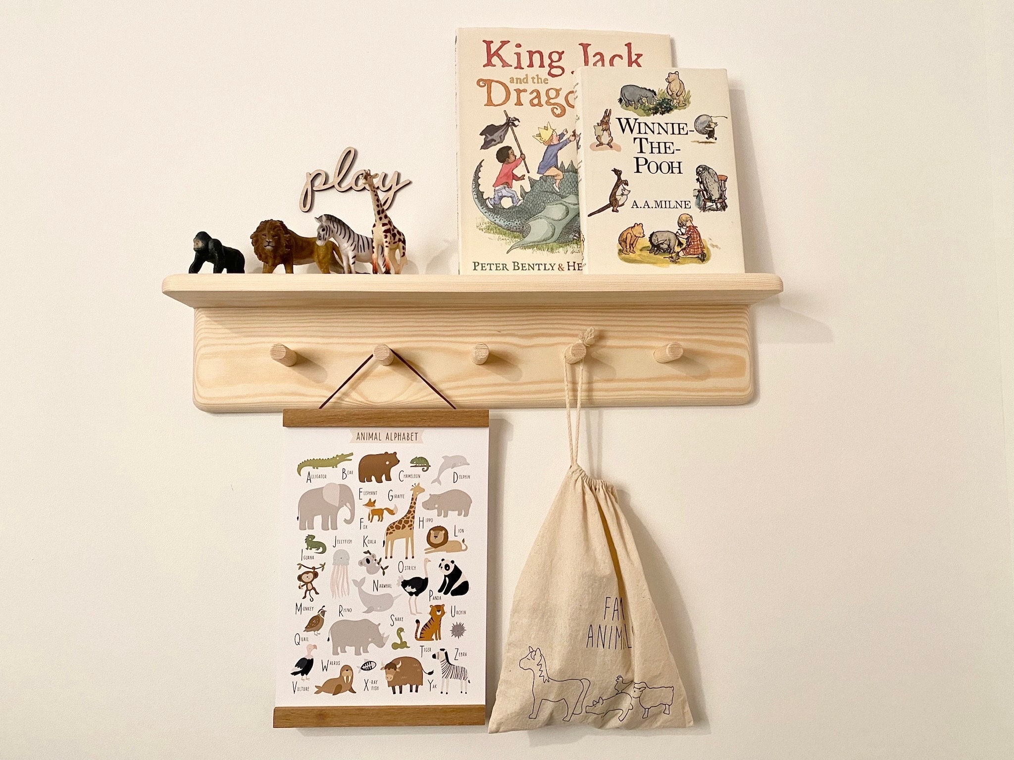 Nursery Peg Shelf With Soft Edges Nursery Decor Nursery Shelves Book Display Montessori Shelf Wooden Bookshelf Etsy