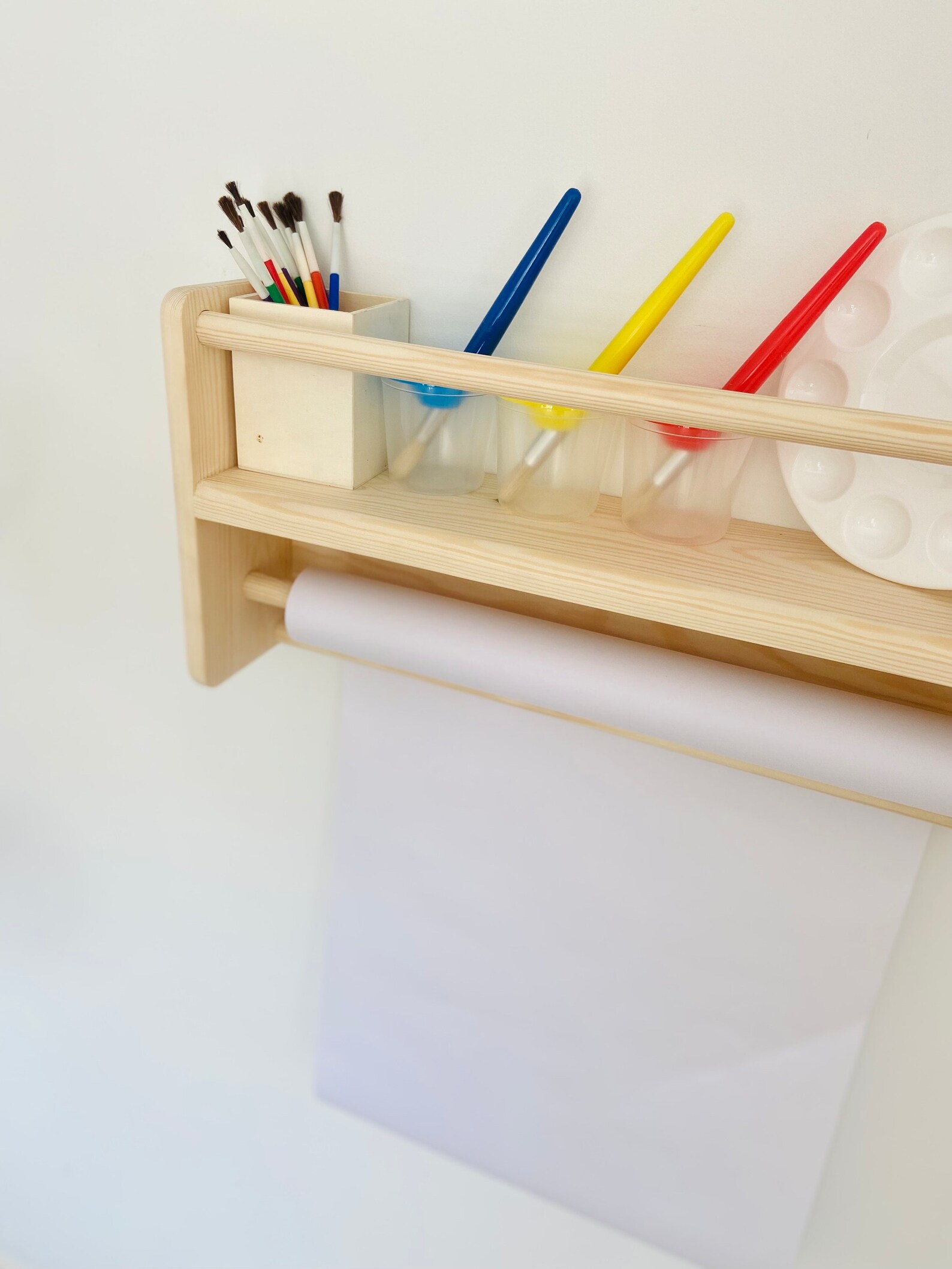 Handmade Wooden Craft Storage Shelf: Wall Mounted Easel, Playroom ...