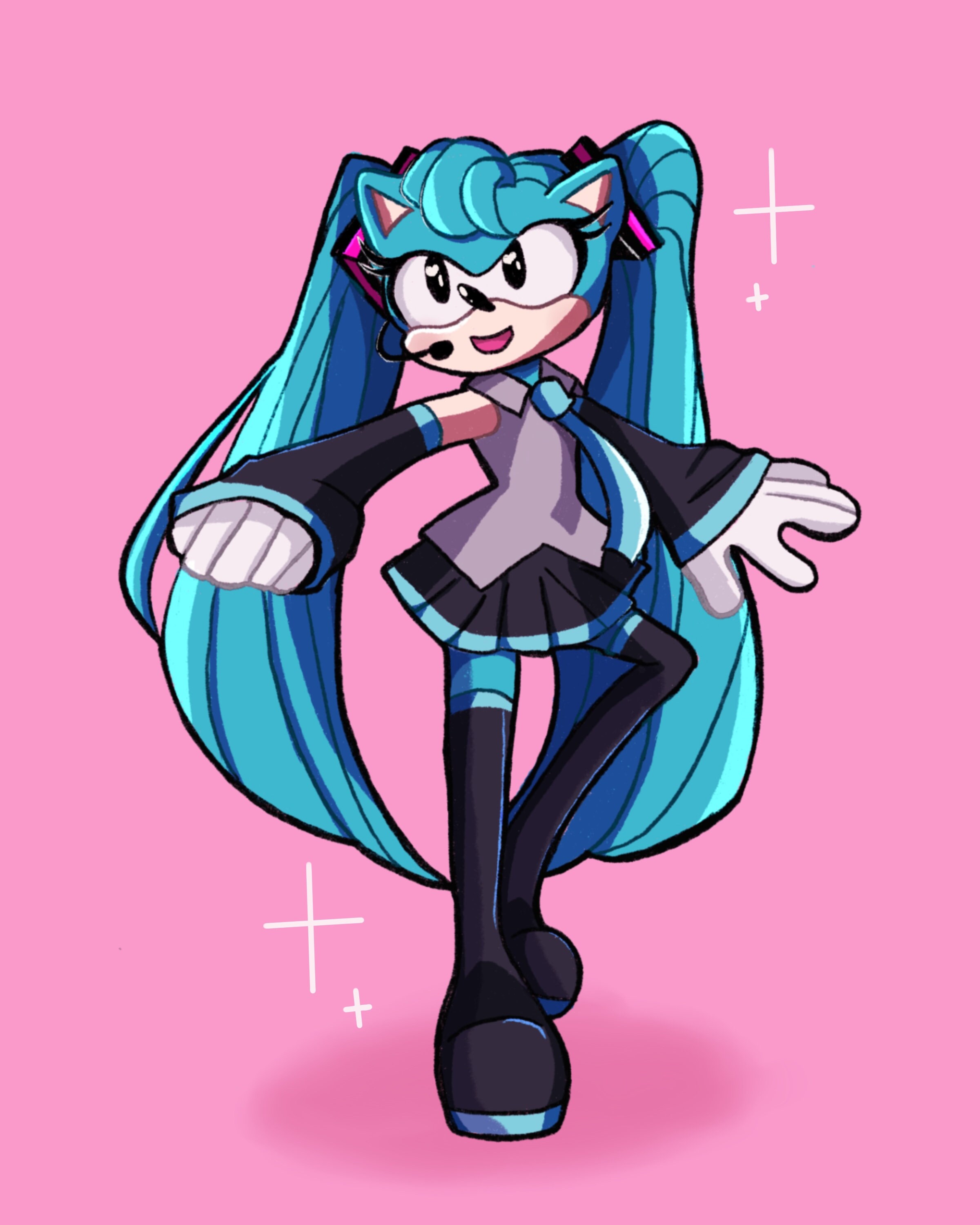 Sonic Miku Print - Etsy