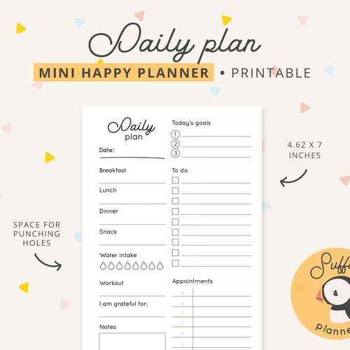 Mini Happy Planner Printable Daily Plan Mini Happy Planner - Etsy