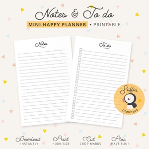 Mini Happy Planner Printable Notes Printable Mini Happy - Etsy