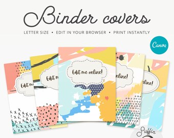 Binder Cover Printable Editable Canva Binder Insert Planner | Etsy