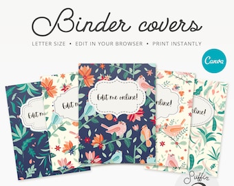 Binder Cover Printable Editable Canva Binder Insert Planner | Etsy